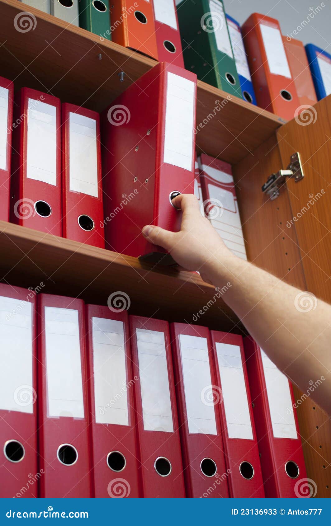 Hand Reaching Down To the Binder Stock Image - Image of heap, organize ...