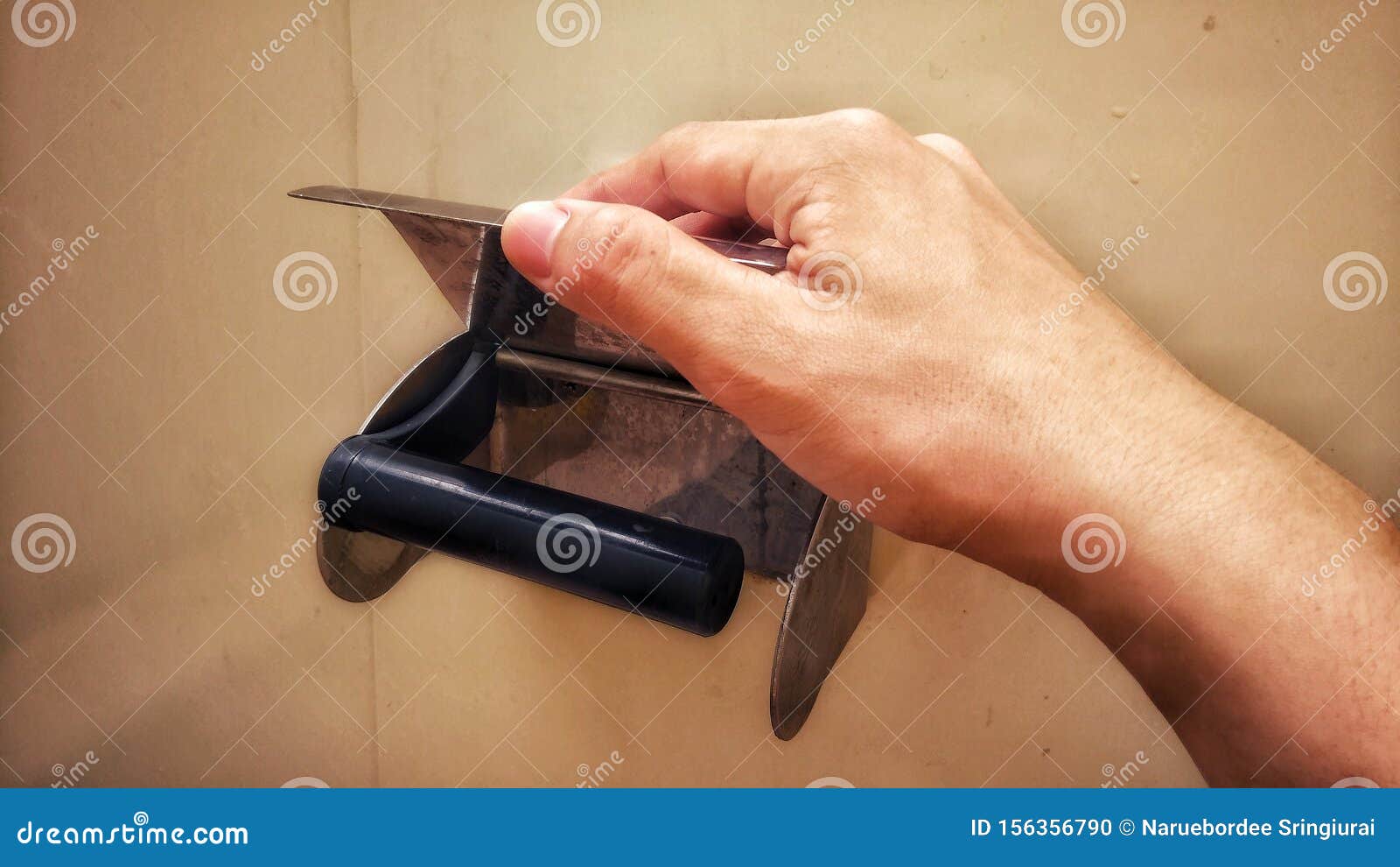 Hand Reaching for Empty Paper Roll Stock Photo - Image of hygiene ...