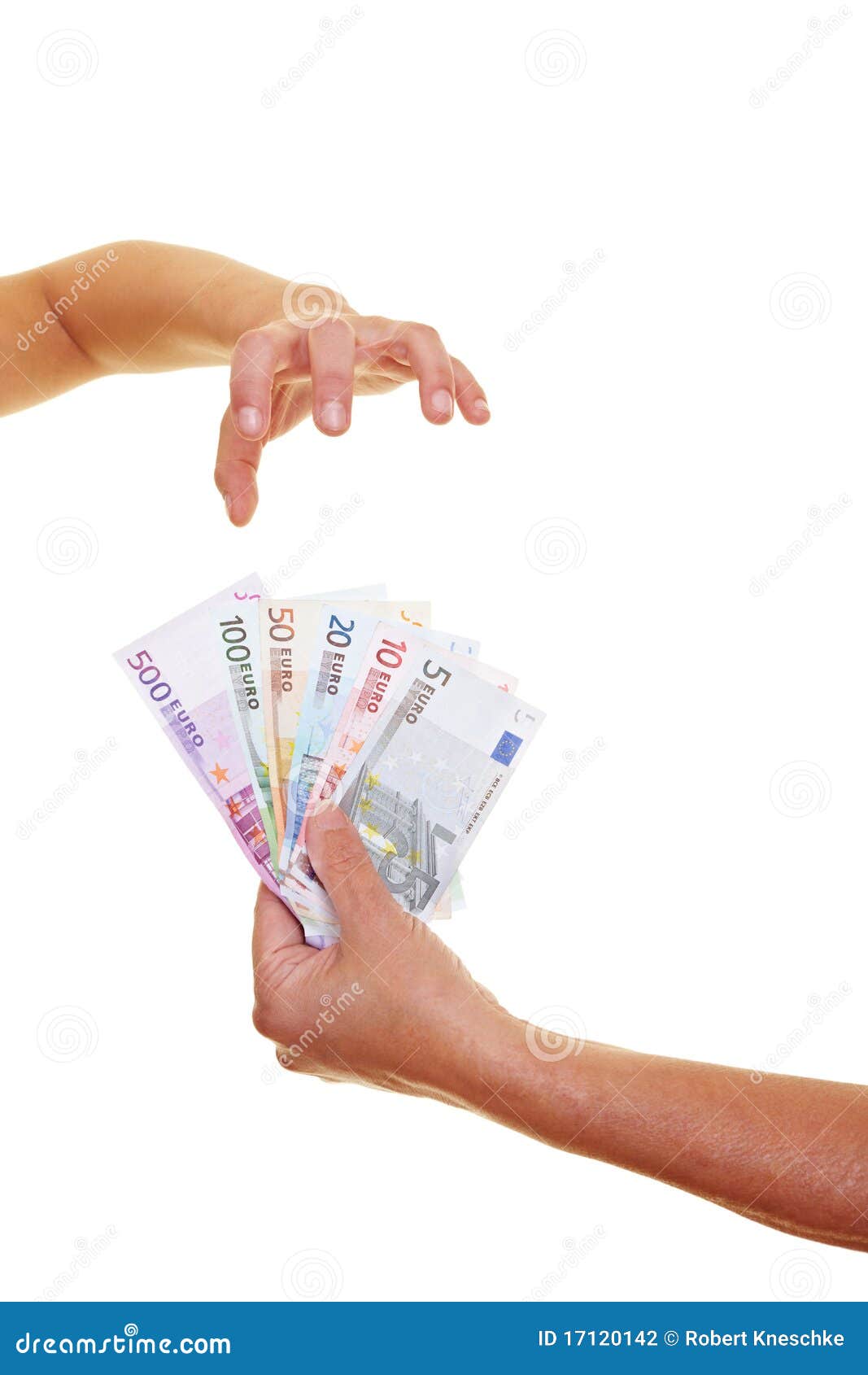 Hand Reaching for Euro Banknotes Stock Photo - Image of donate, handle ...