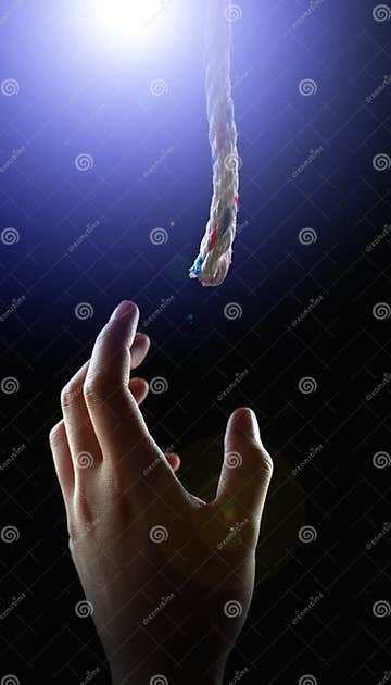 Hand Reaching for Helping Rope Stock Photo - Image of heaven, help ...