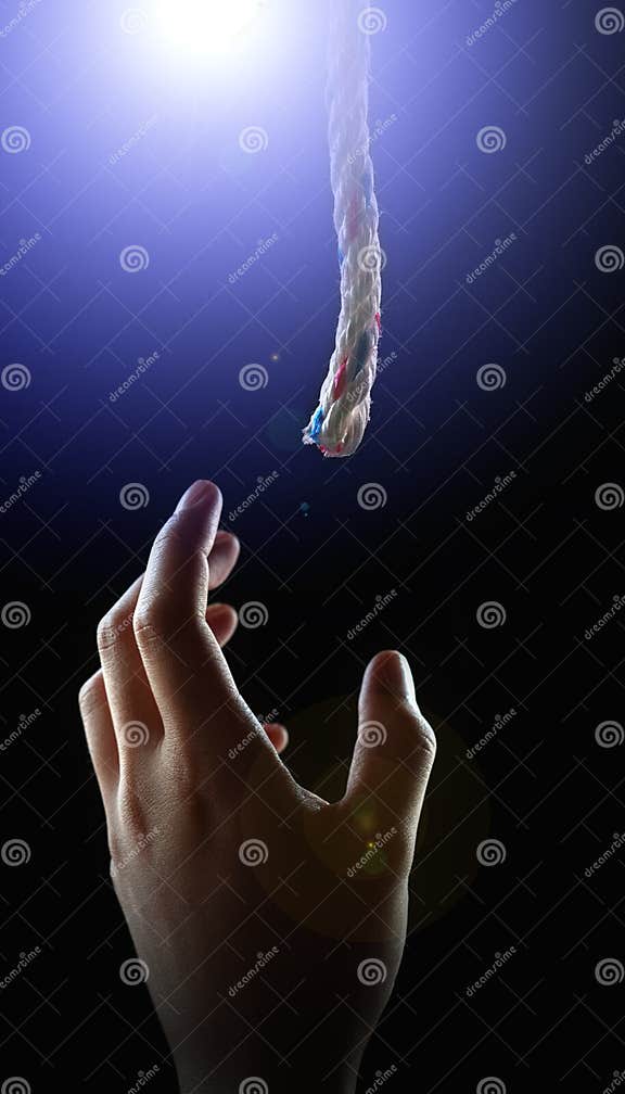 Hand Reaching for Helping Rope Stock Photo - Image of heaven, help ...
