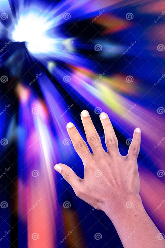 Hand reaching for light. stock image. Image of fingers - 22681317