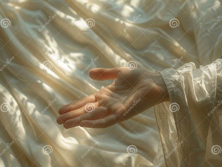 Hand Reaching for Object on White Surface Stock Illustration ...