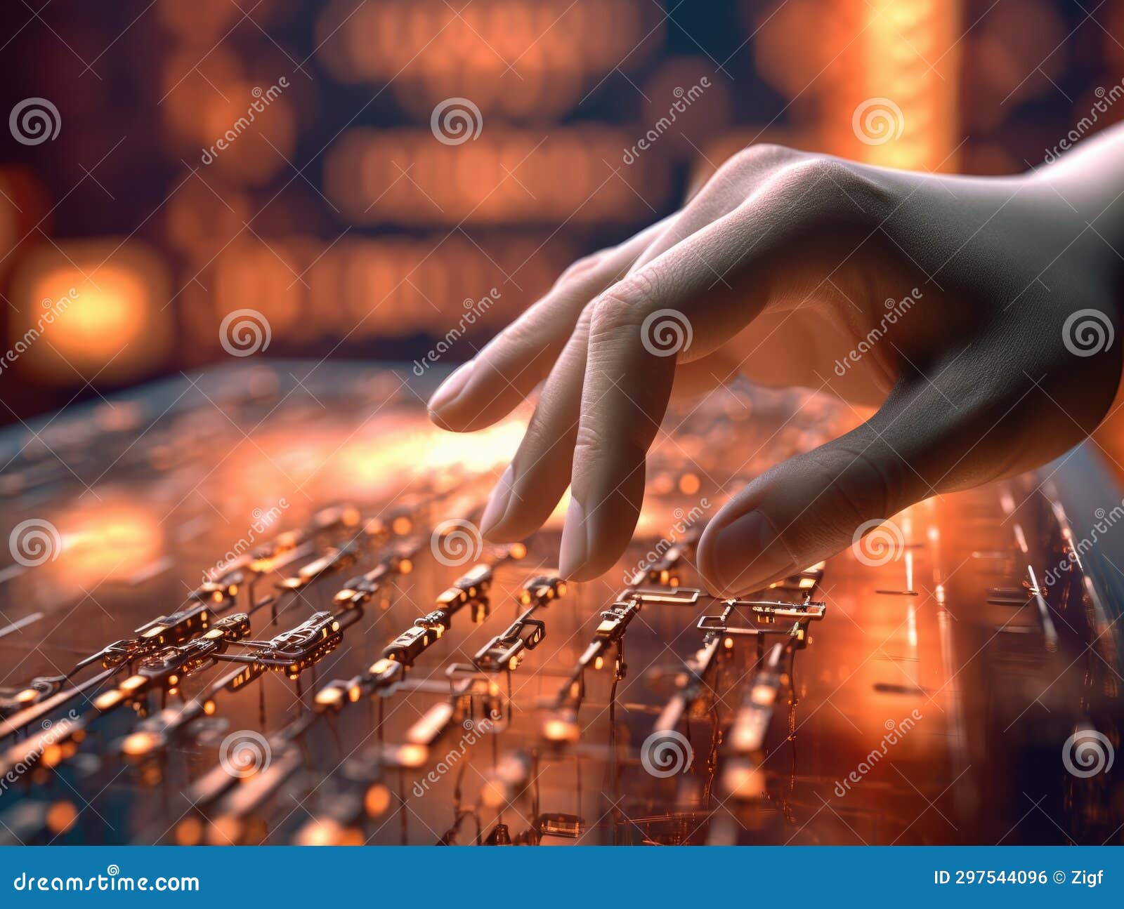Hand is Reaching Out To Touch an Electronic Keyboard. the Keyboard Has ...