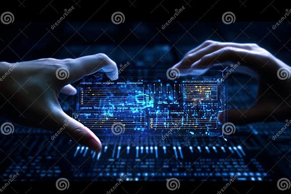 Hand Reaching Out To Touch an Interactive Data Screen, Symbolizing the ...