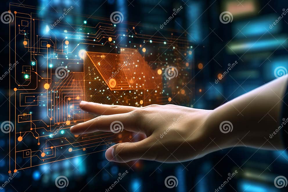 Hand Reaching Out To Touch an Interactive Data Screen, Symbolizing the ...