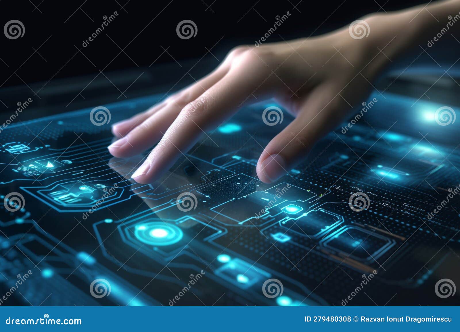 Hand Reaching Out To Touch an Interactive Data Screen, Symbolizing the ...