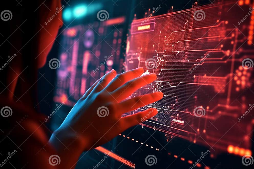 Hand Reaching Out To Touch an Interactive Data Screen, Symbolizing the ...