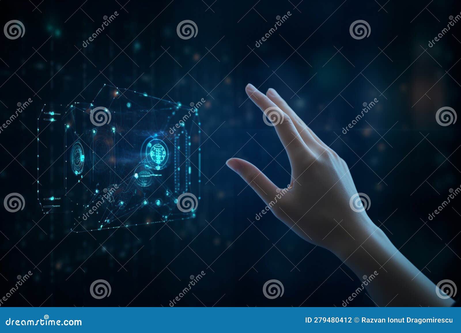 Hand Reaching Out To Touch an Interactive Data Screen, Symbolizing the ...