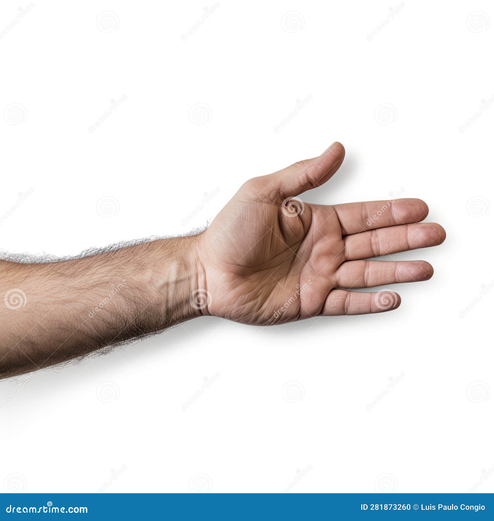 A Hand Reaching Out Towards the Camera, Isolated on White Background ...