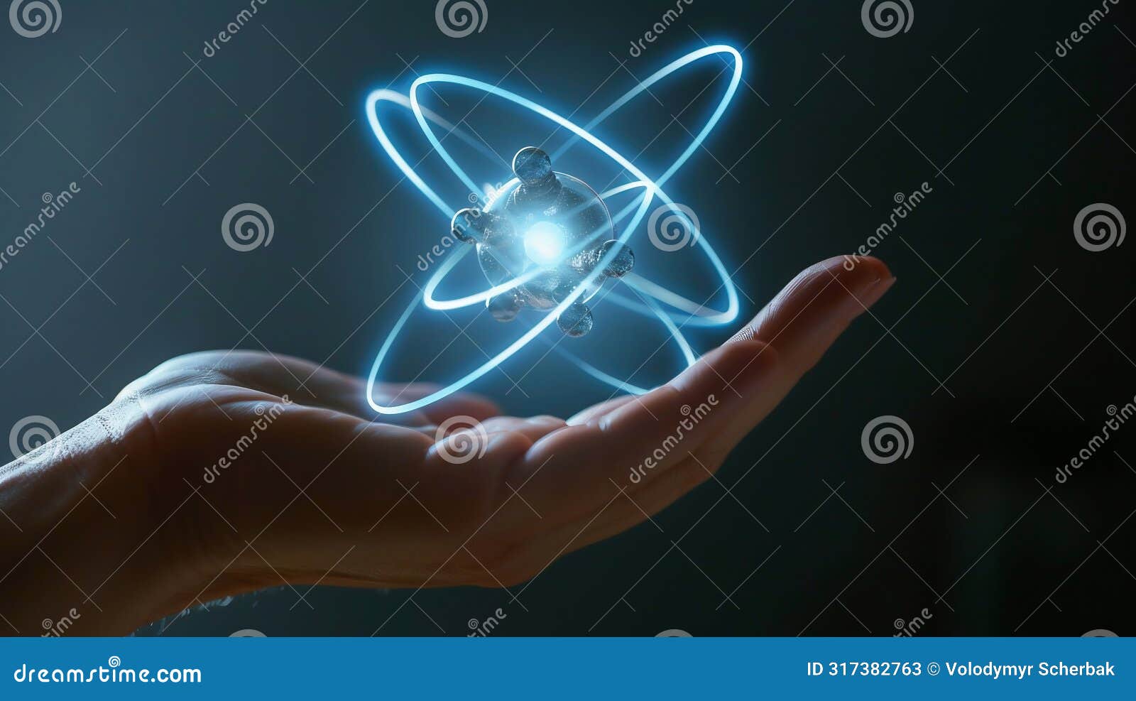 A Hand Reaching Out Towards a Glowing, Three-dimensional Representation ...