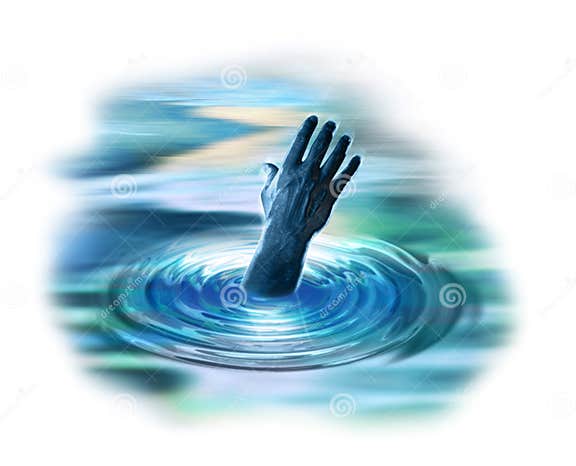 Hand Reaching Out from Water Stock Illustration - Illustration of lost ...