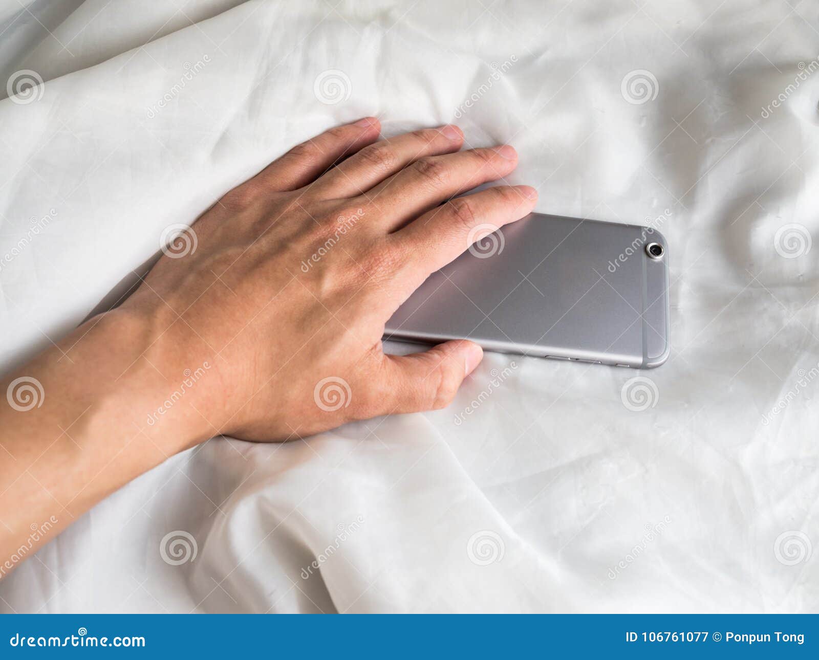 Hand Reaching for Phone in the Bed Stock Image - Image of beautiful ...