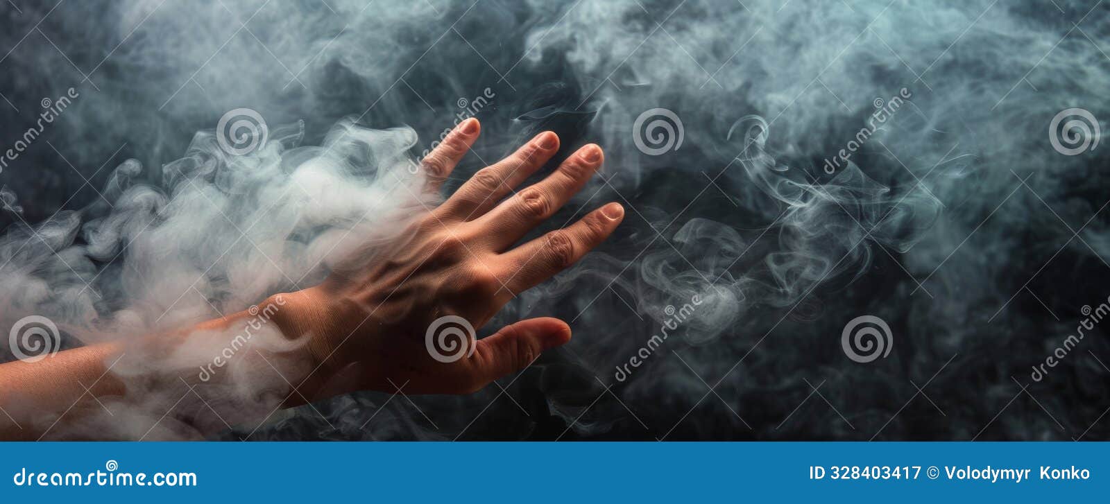 Hand Reaching through Smoke on a Dark Background, Mysterious Concept ...