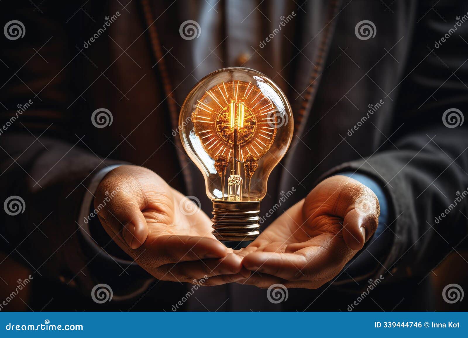 Hand Reaching for Target Objective with Creative Light Bulb Icon in ...