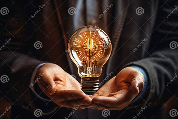 Hand Reaching for Target Objective with Creative Light Bulb Icon in ...