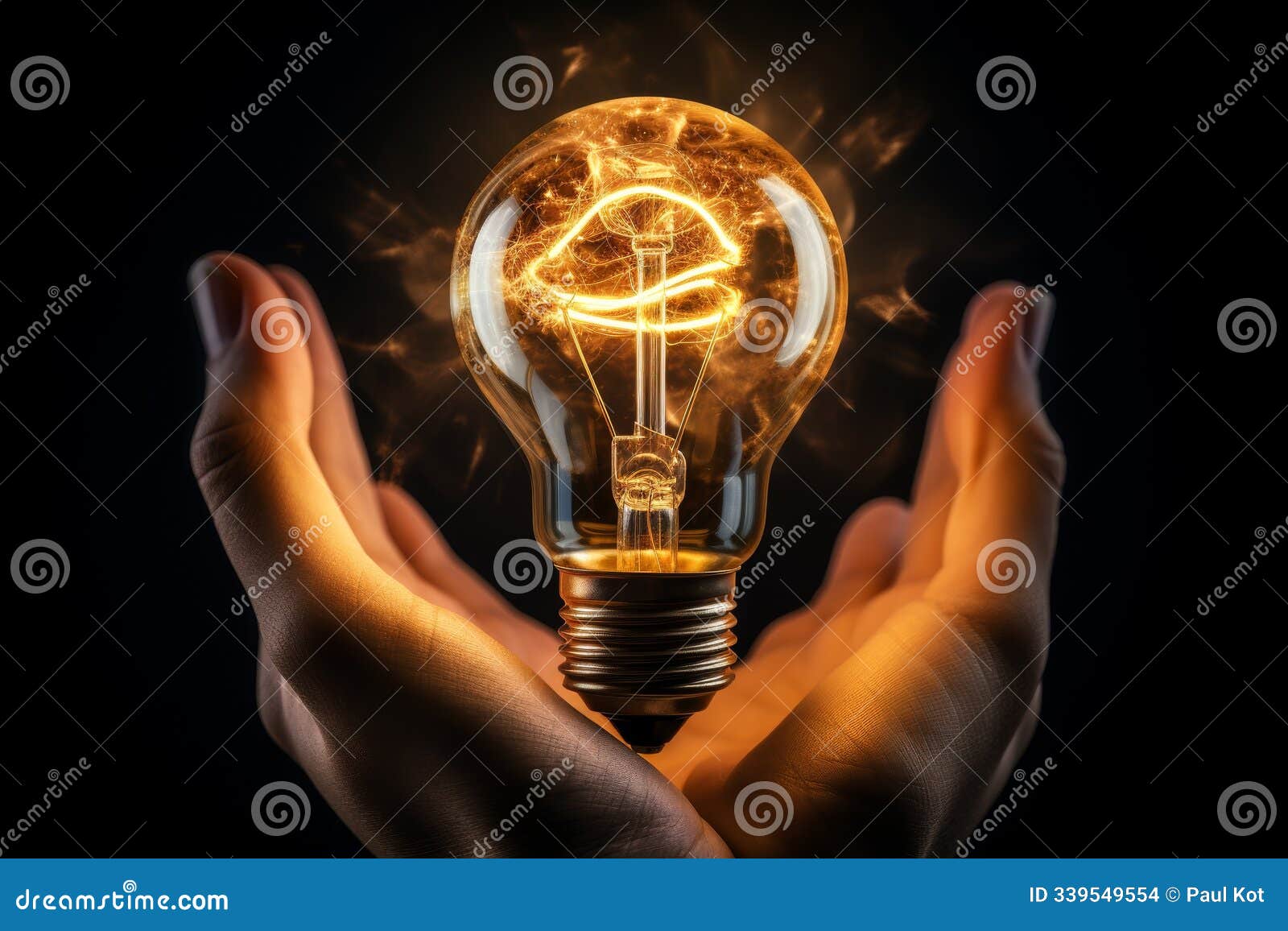 Hand Reaching for Target Objective with Creative Light Bulb Icon ...