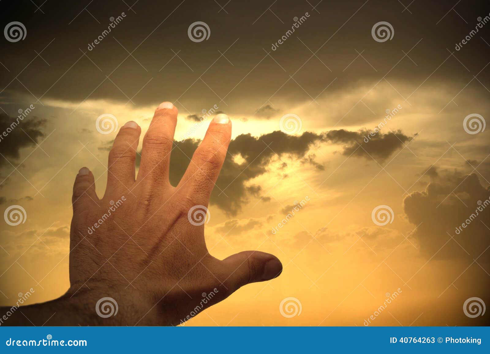 Hand Reaching To Sunset Sky Stock Image - Image of gesture, goal: 40764263