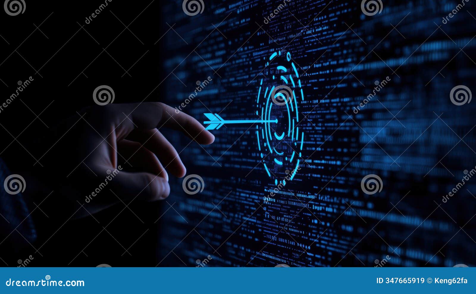 Hand Reaching Towards Digital Target with Arrow, Symbolizing Focus ...