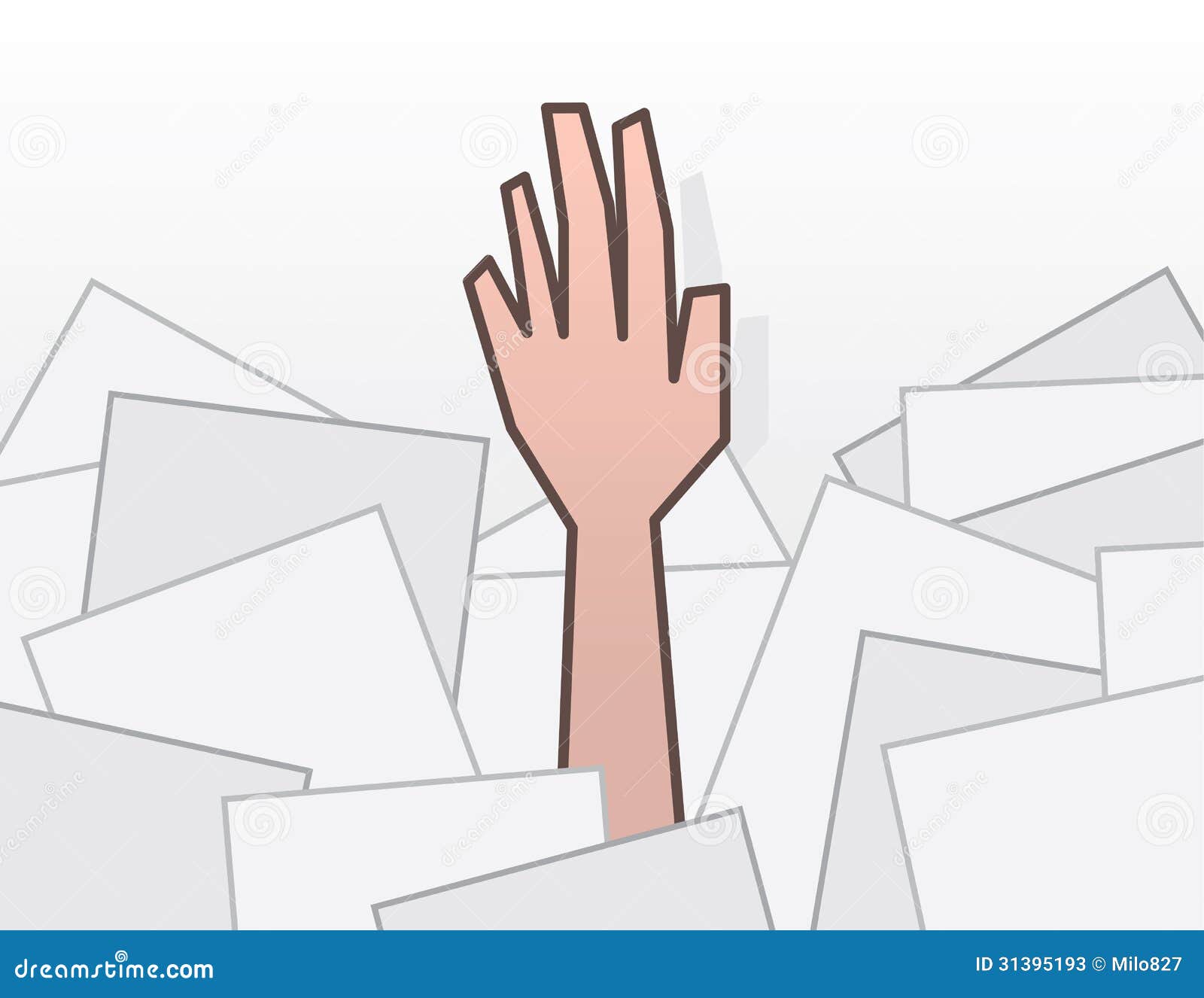Hand Reaching from Under Papers Stock Vector - Illustration of stack ...