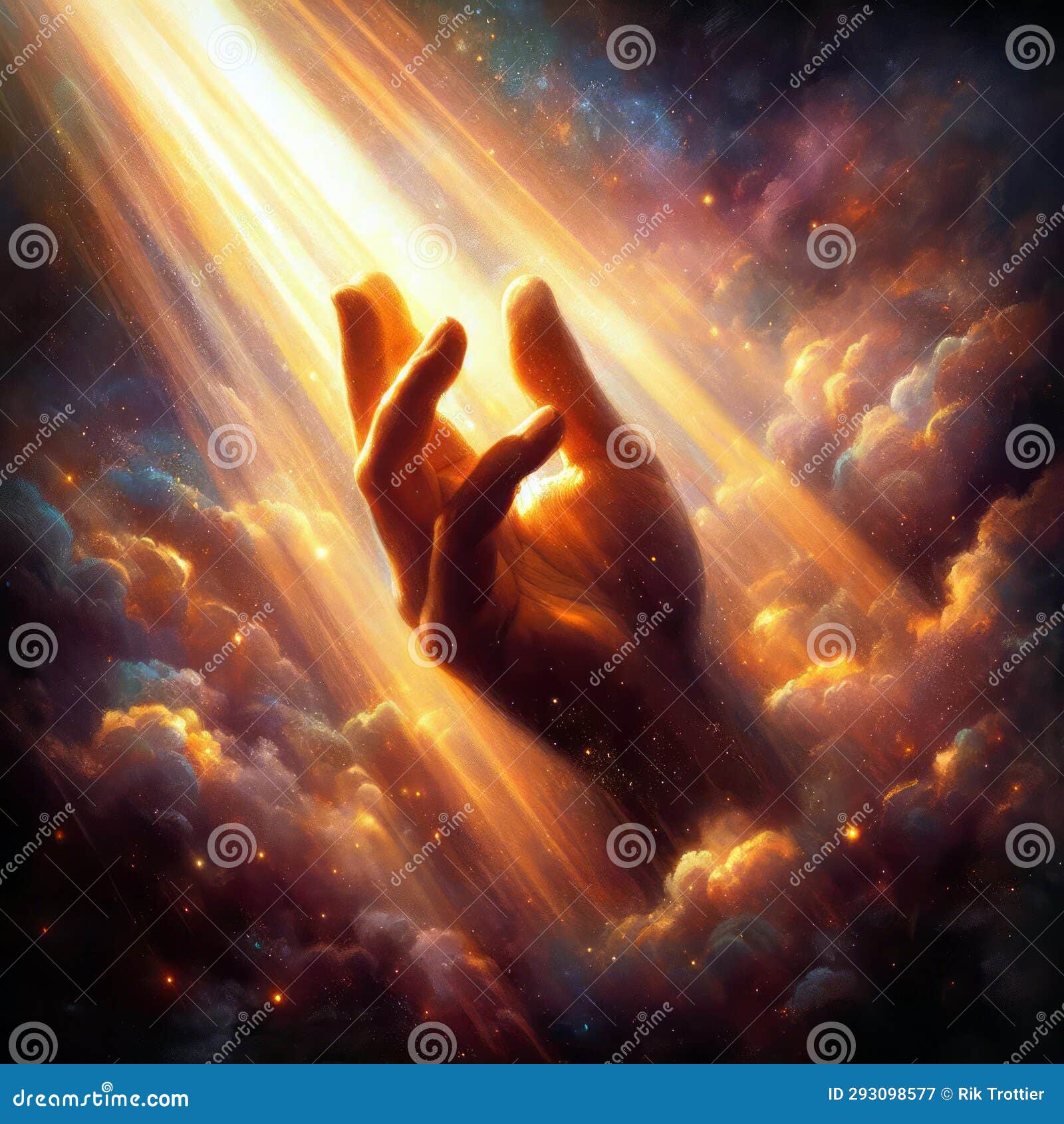 Hand Reaching Up into the Light Stock Illustration - Illustration of ...