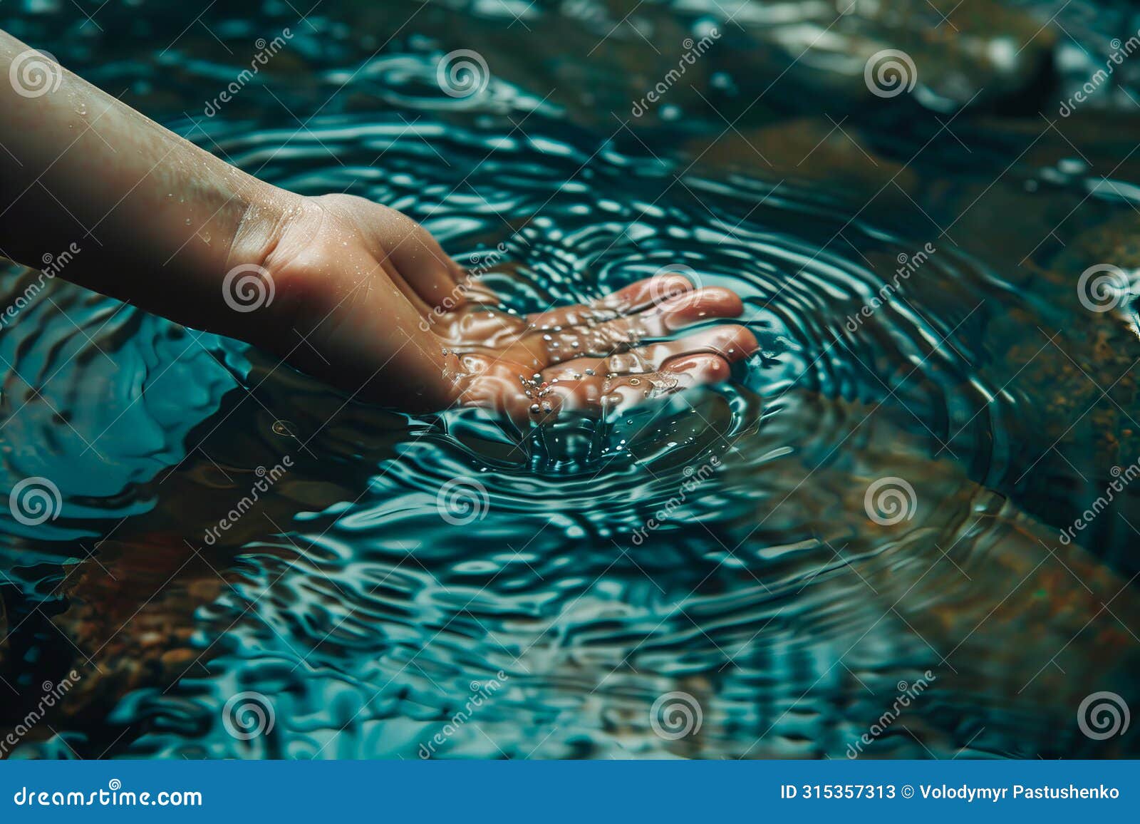 A Hand Reaching into Water with Ripples Stock Image - Image of ripples ...