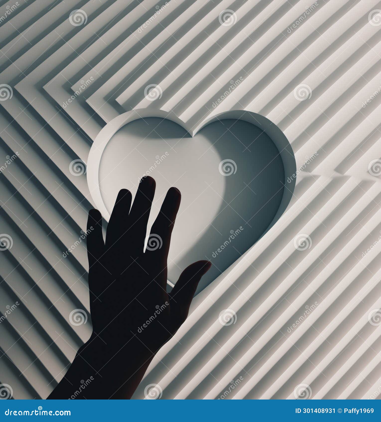 Hand Reaching into a White Abstract Heart Shape. Stock Illustration ...