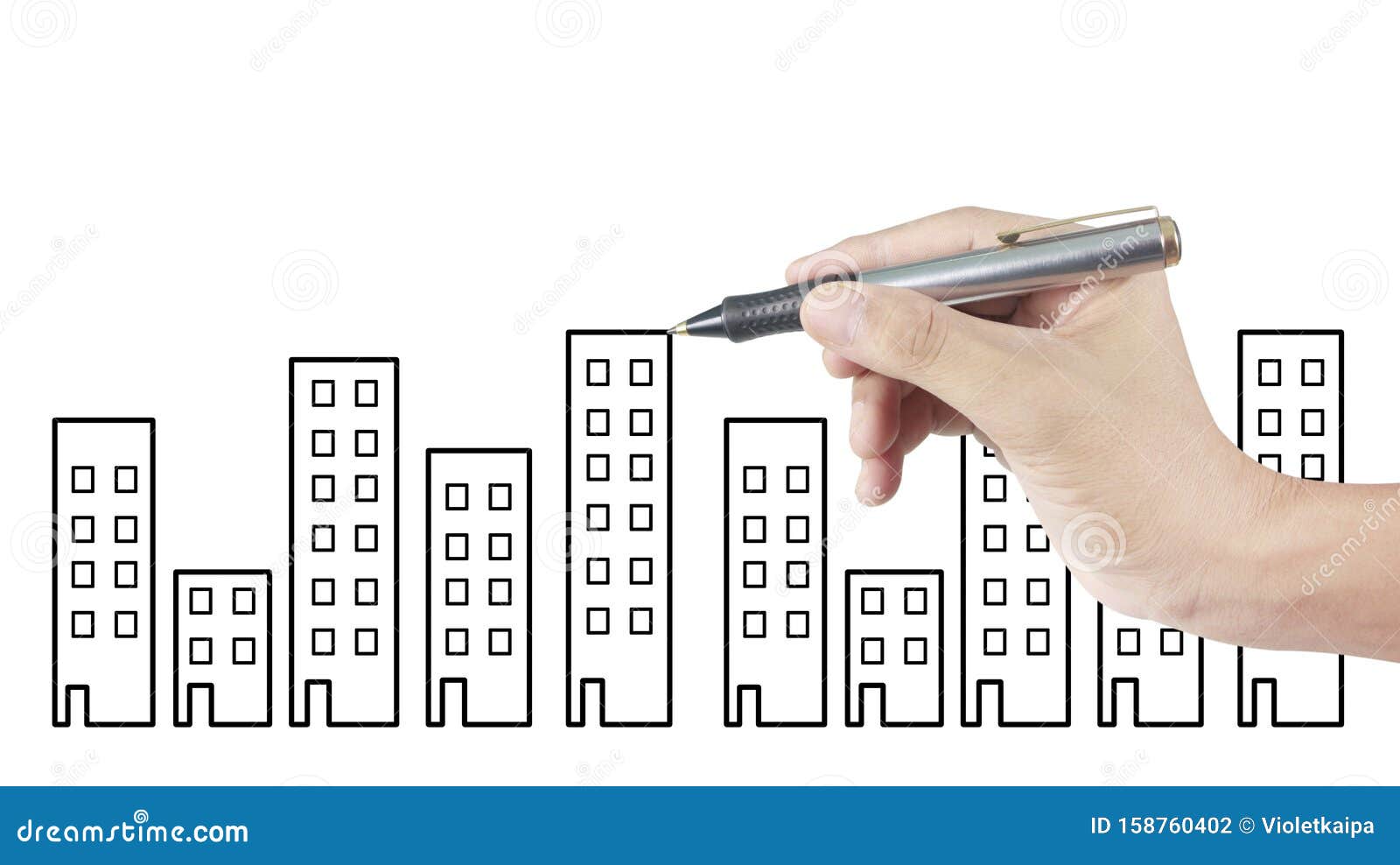 Hand is Ready for Drawing House Stock Photo - Image of apartment, hand ...