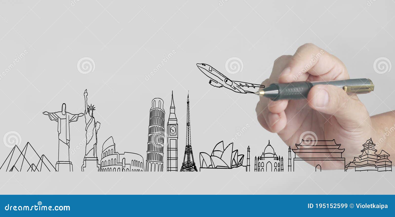 Hand is Ready for Drawing Travel Stock Illustration - Illustration of ...
