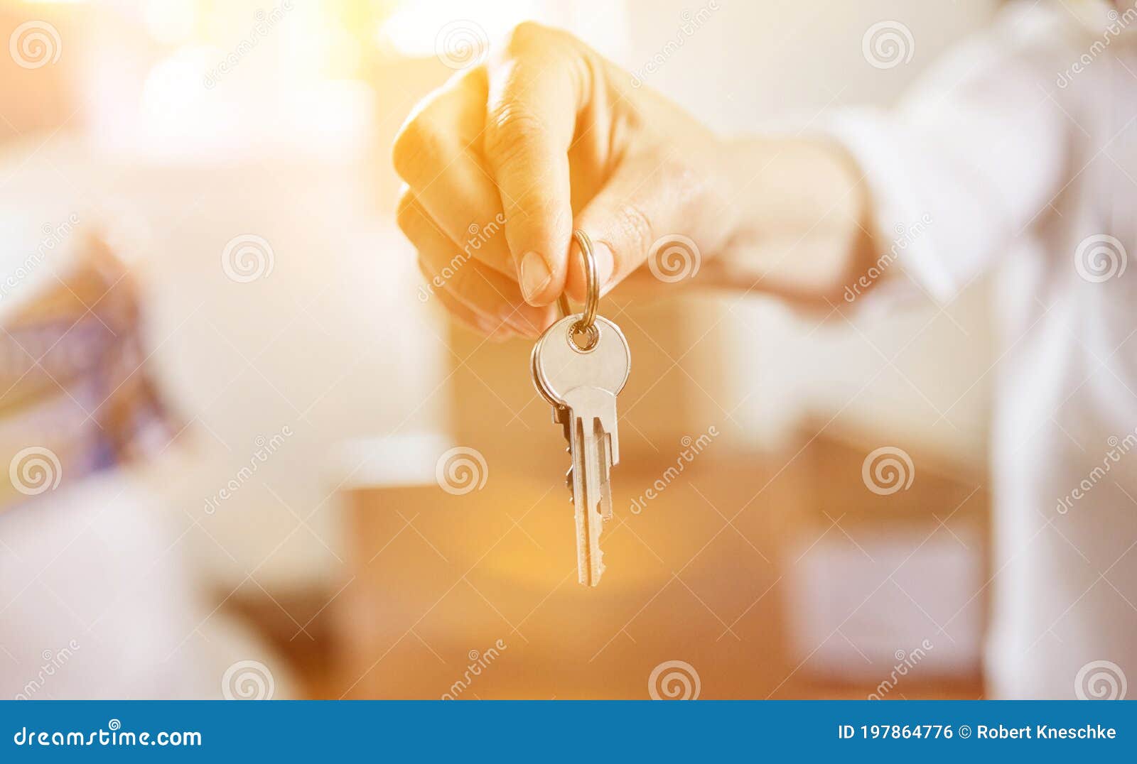 Hand of Realtor with Key at House Handover Stock Photo - Image of ...