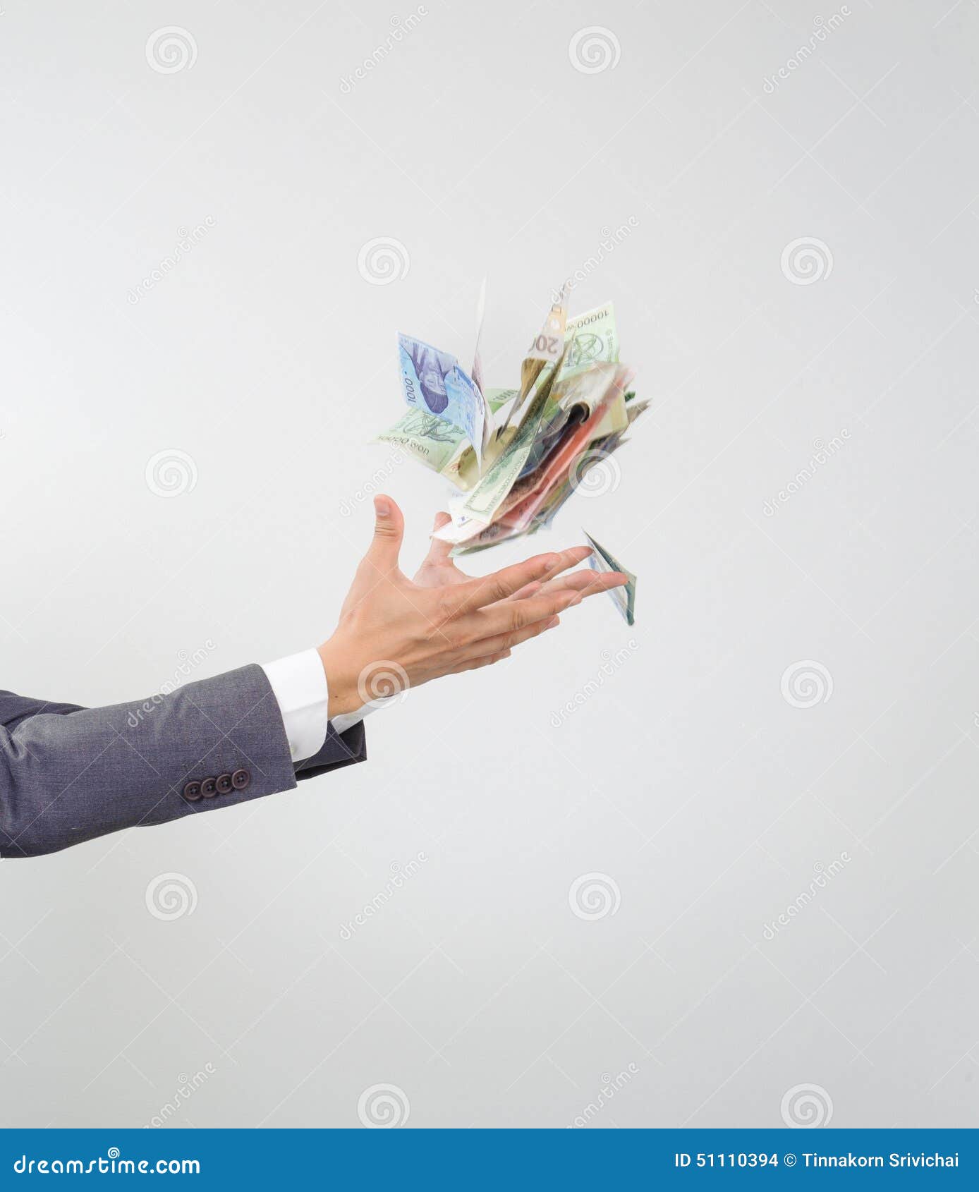 Hand Receiving Bank Note in the Air Stock Photo - Image of korean ...
