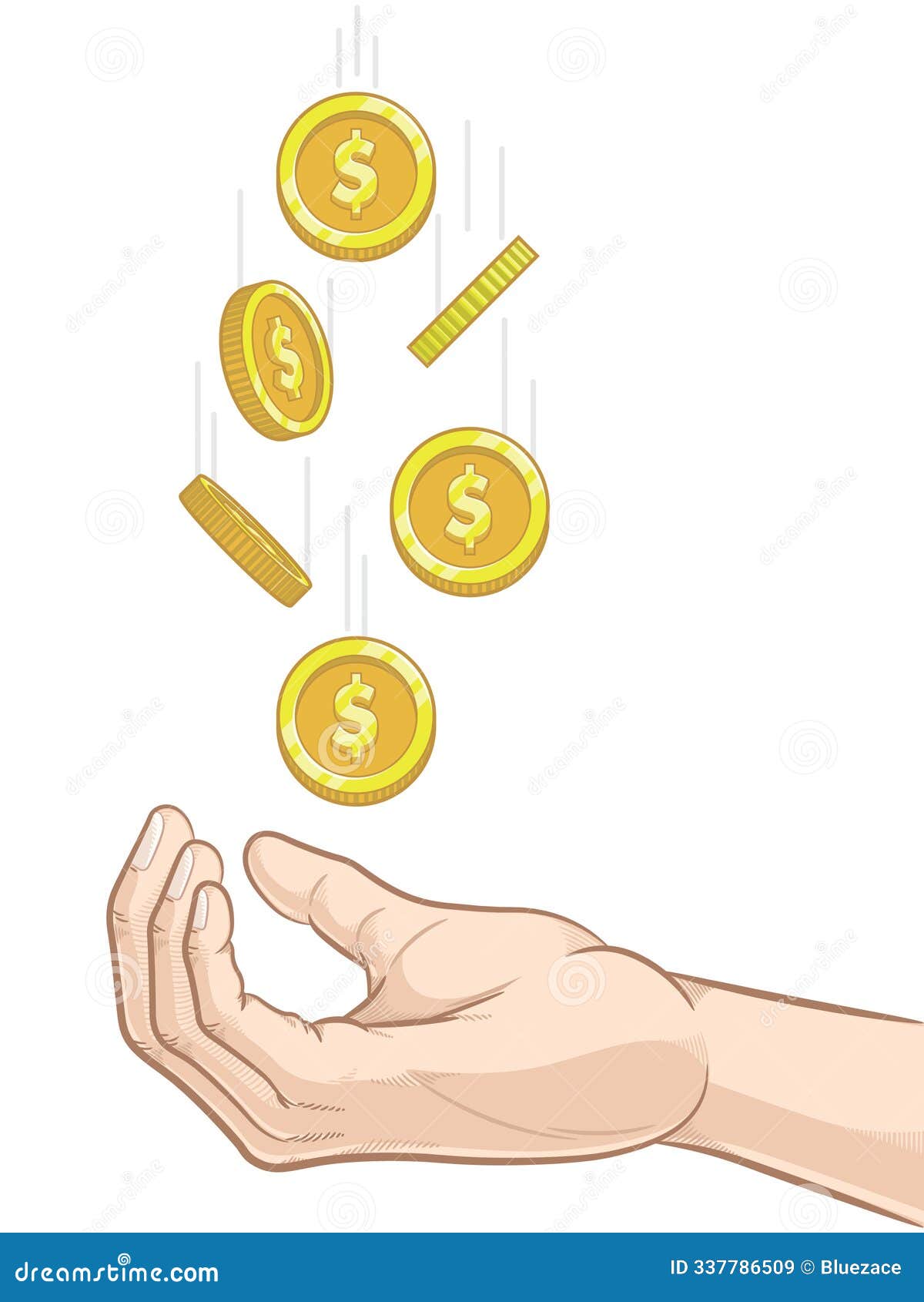 Hand Receiving Donation Falling Coin Money Stock Image - Image of ...