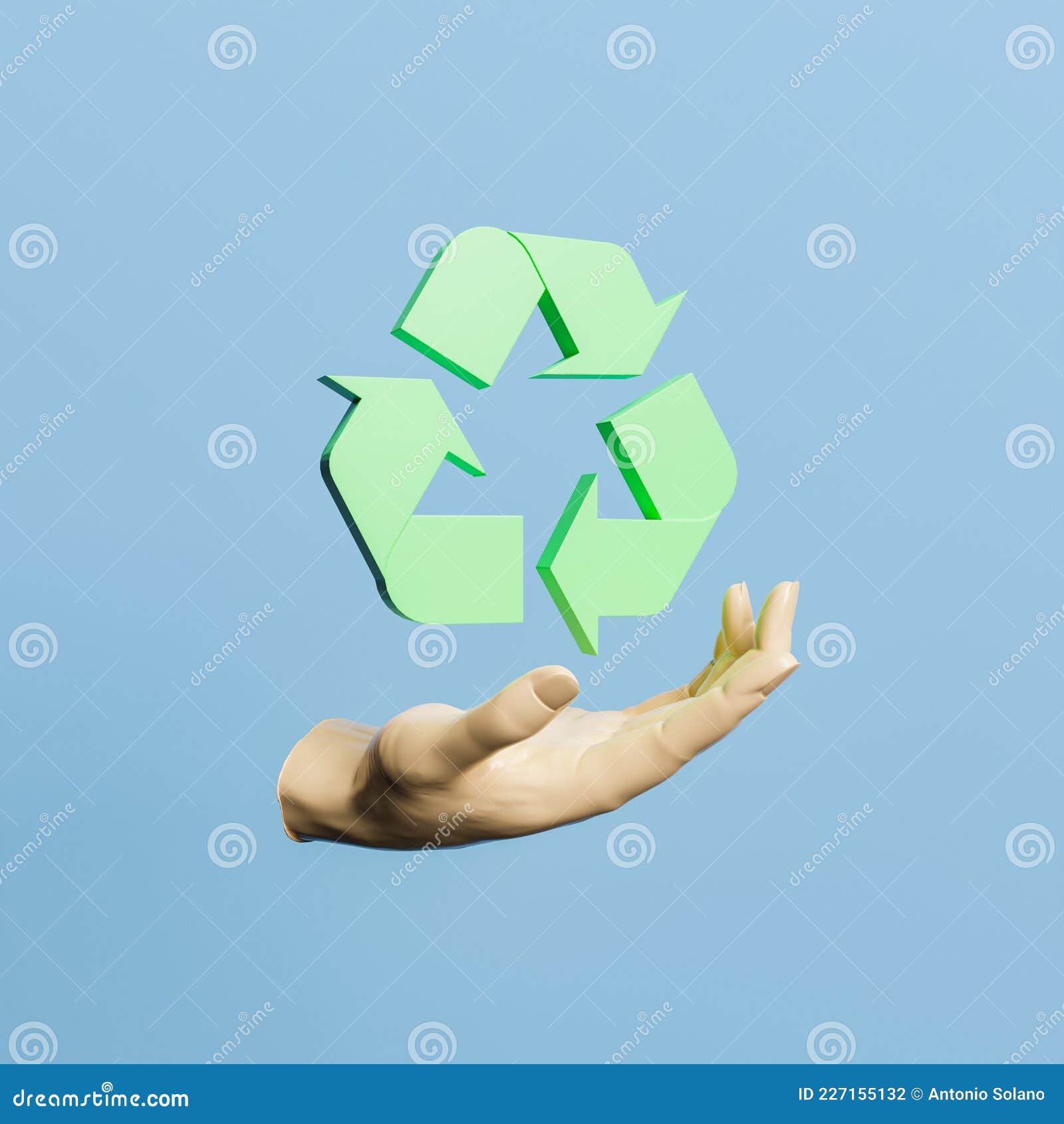 Hand with Recycling Symbol on Top Stock Illustration - Illustration of ...