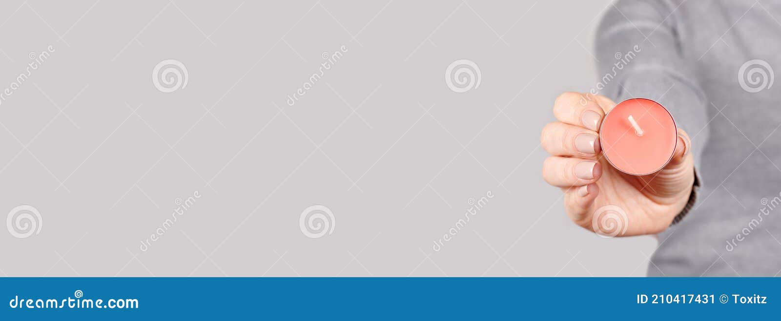 Hand with Red Candle on Grey Background Stock Image - Image of ...