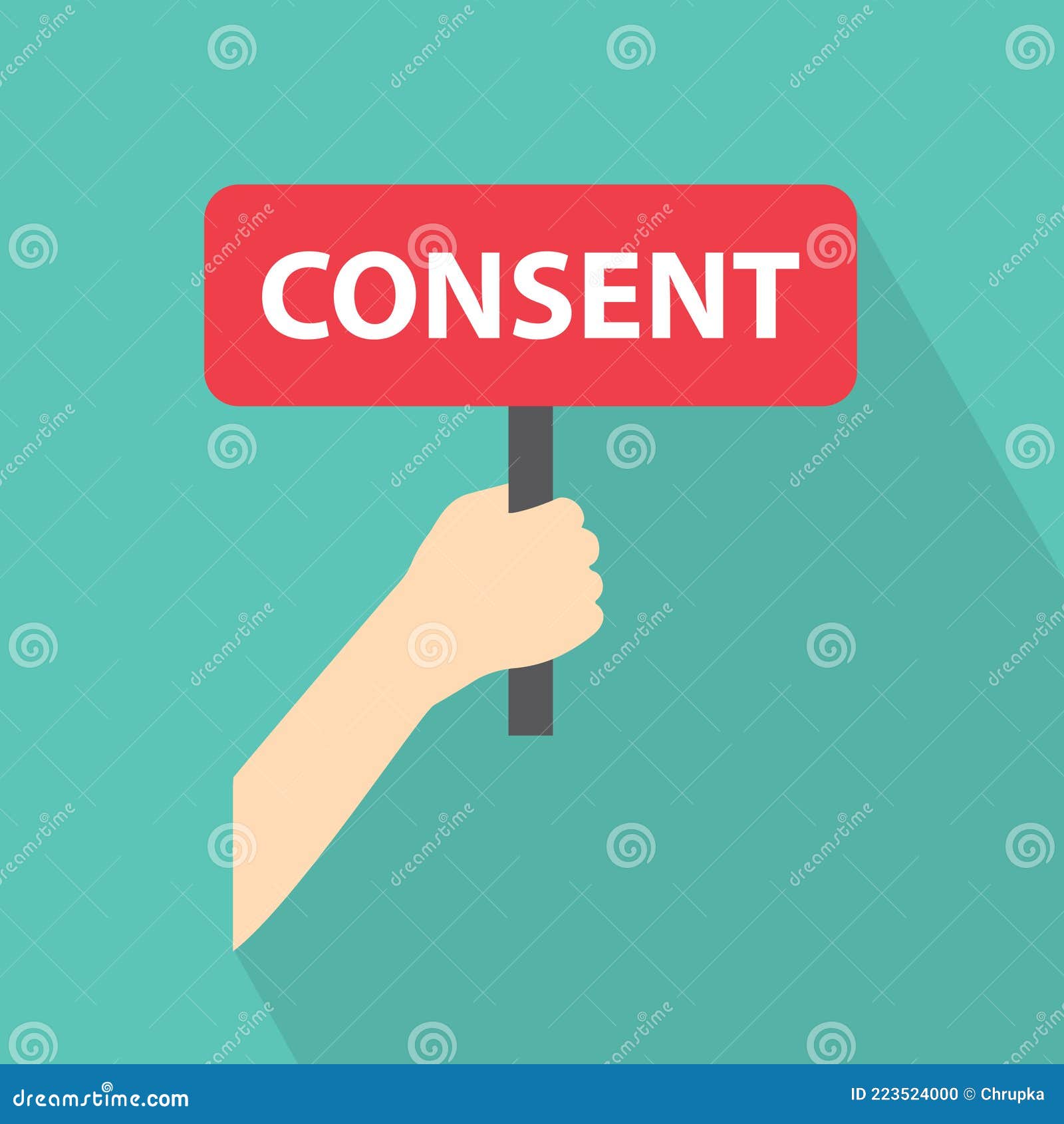 Hand with Red Consent Banner Stock Vector - Illustration of mark, agree ...