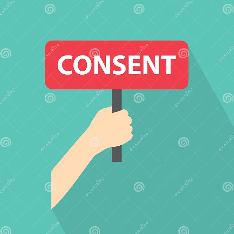Hand with Red Consent Banner Stock Vector - Illustration of mark, agree ...