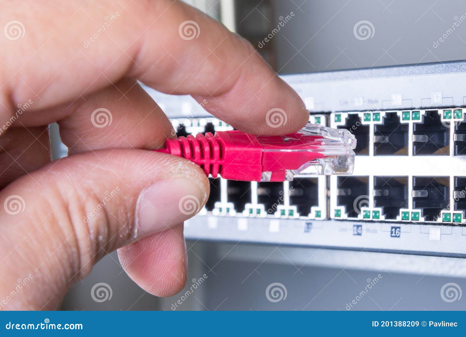 Hand with Red Ethernet Cable Stock Image - Image of cable, switch ...