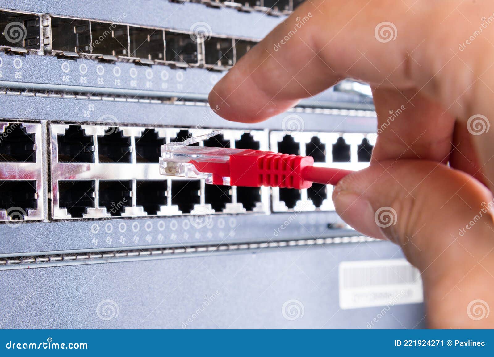 Hand with Red Ethernet Cable Stock Image - Image of socket, cords ...