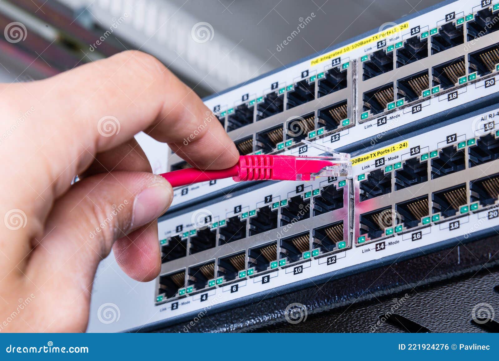 Hand with Red Ethernet Cable Stock Photo - Image of speed, plugging ...
