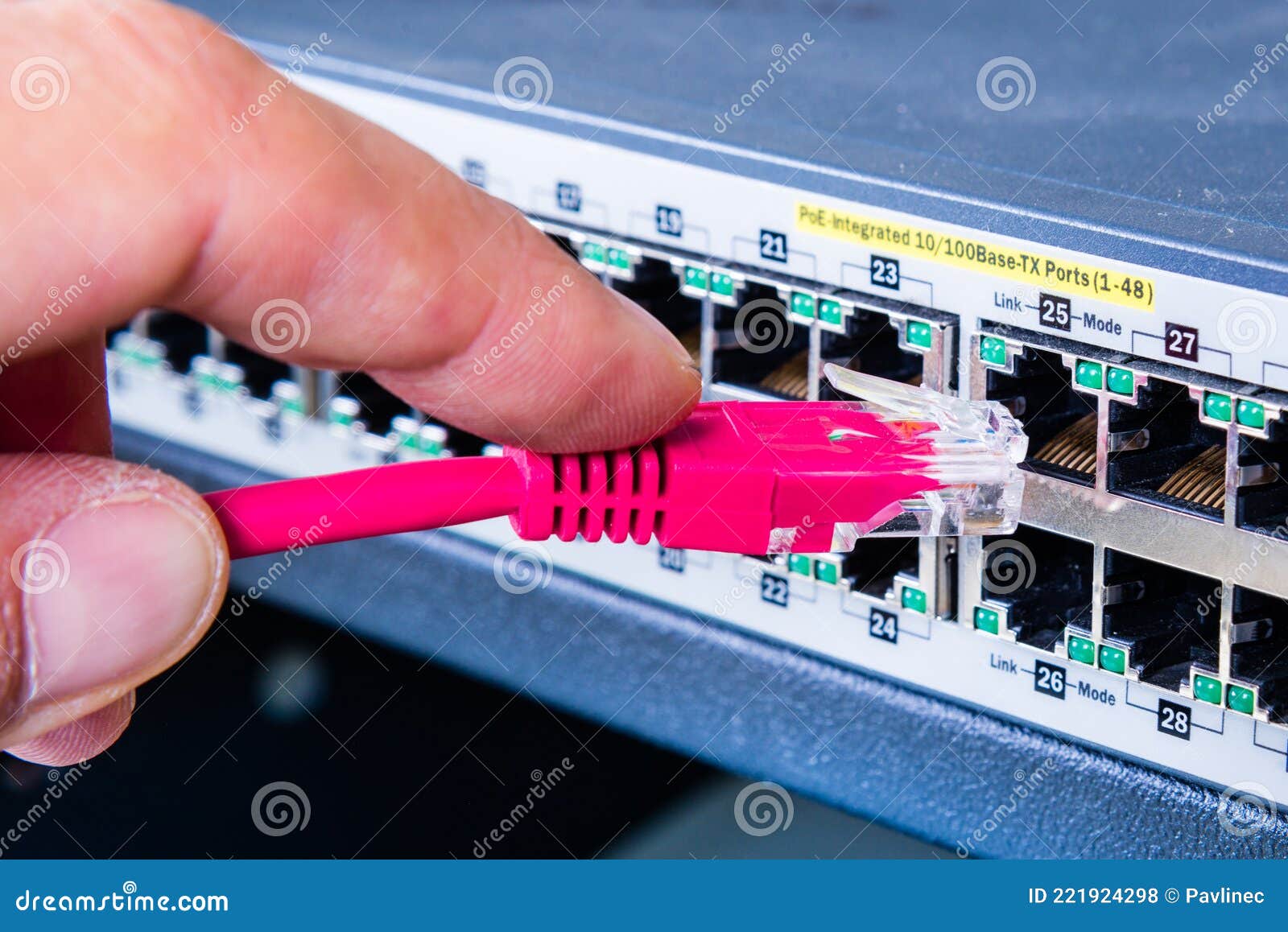 Hand with Red Ethernet Cable Stock Photo - Image of rack, internet ...