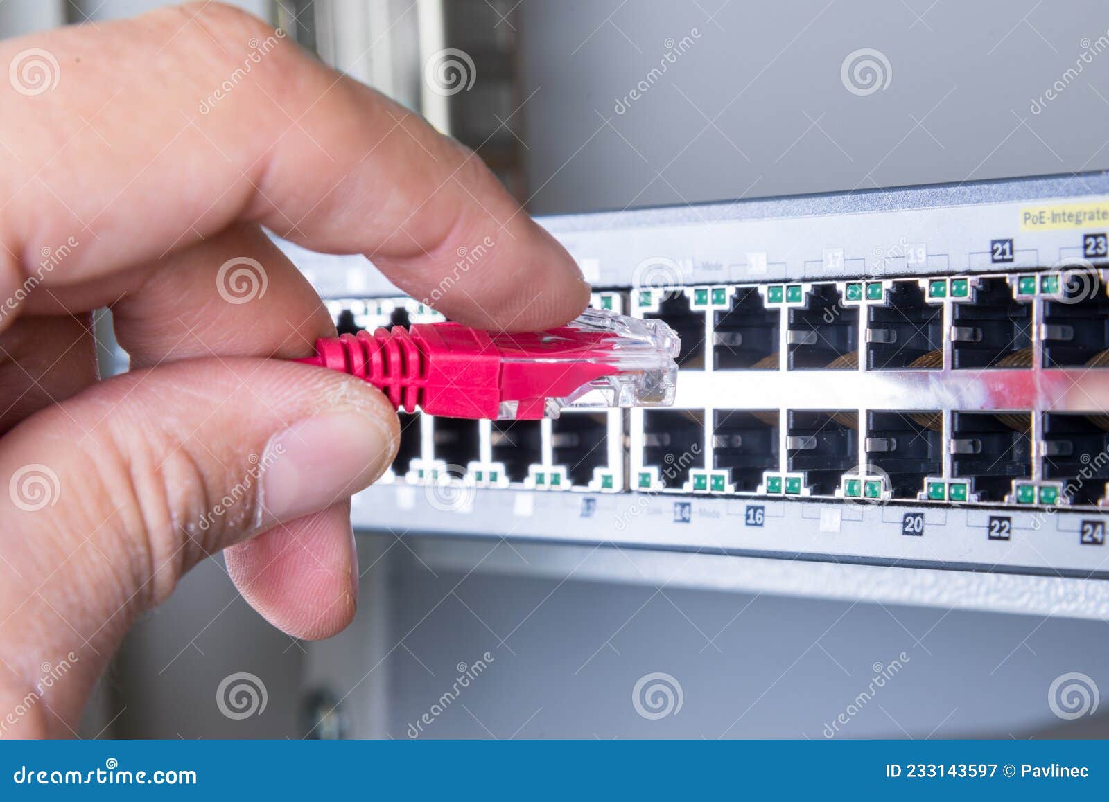 Hand with Red Ethernet Cable Stock Image - Image of router, hand: 233143597