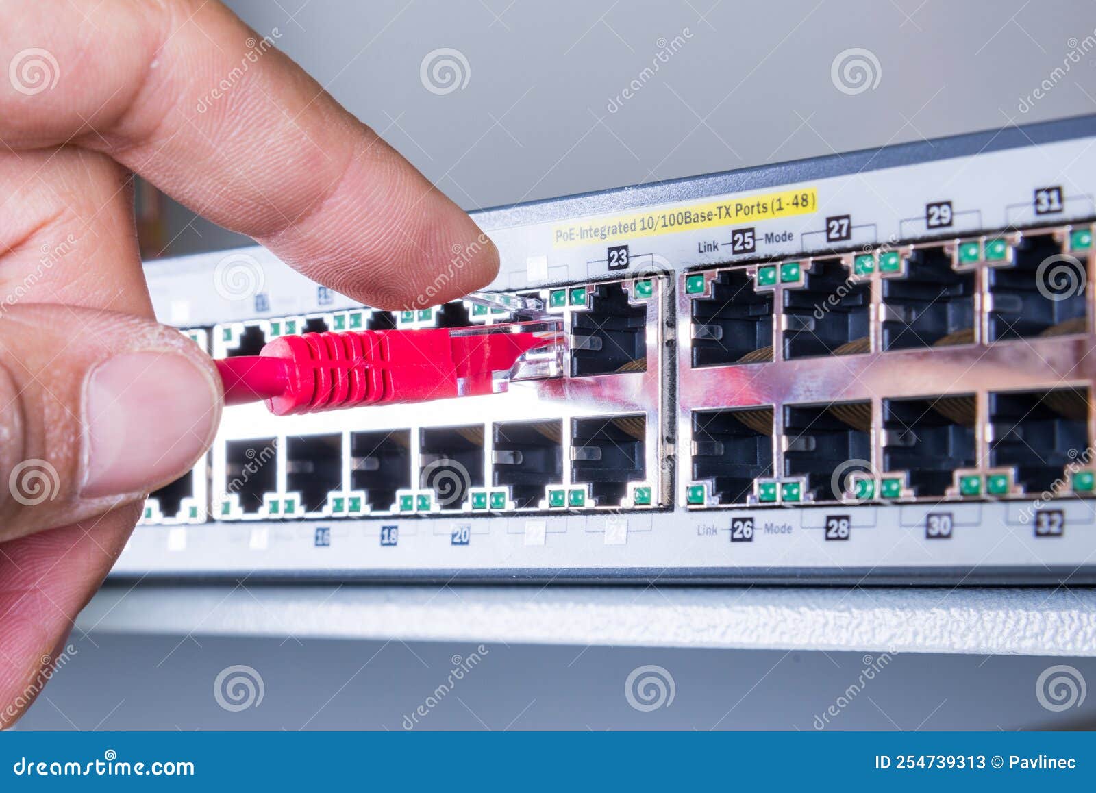 Hand with Red Ethernet Cable Stock Image - Image of closeup, internet ...