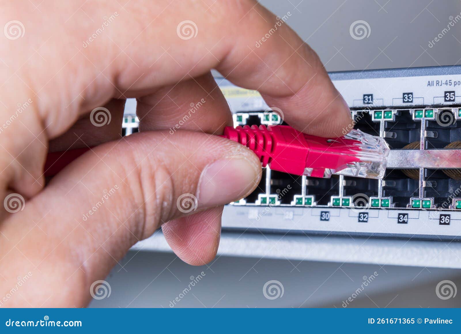Hand with Red Ethernet Cable Stock Image - Image of connection, hand ...