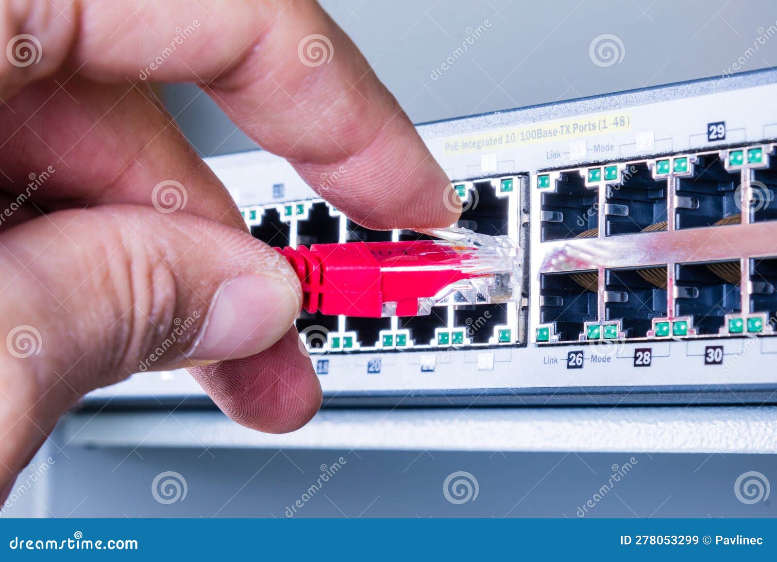 Hand with Red Ethernet Cable Stock Image - Image of networking, router ...