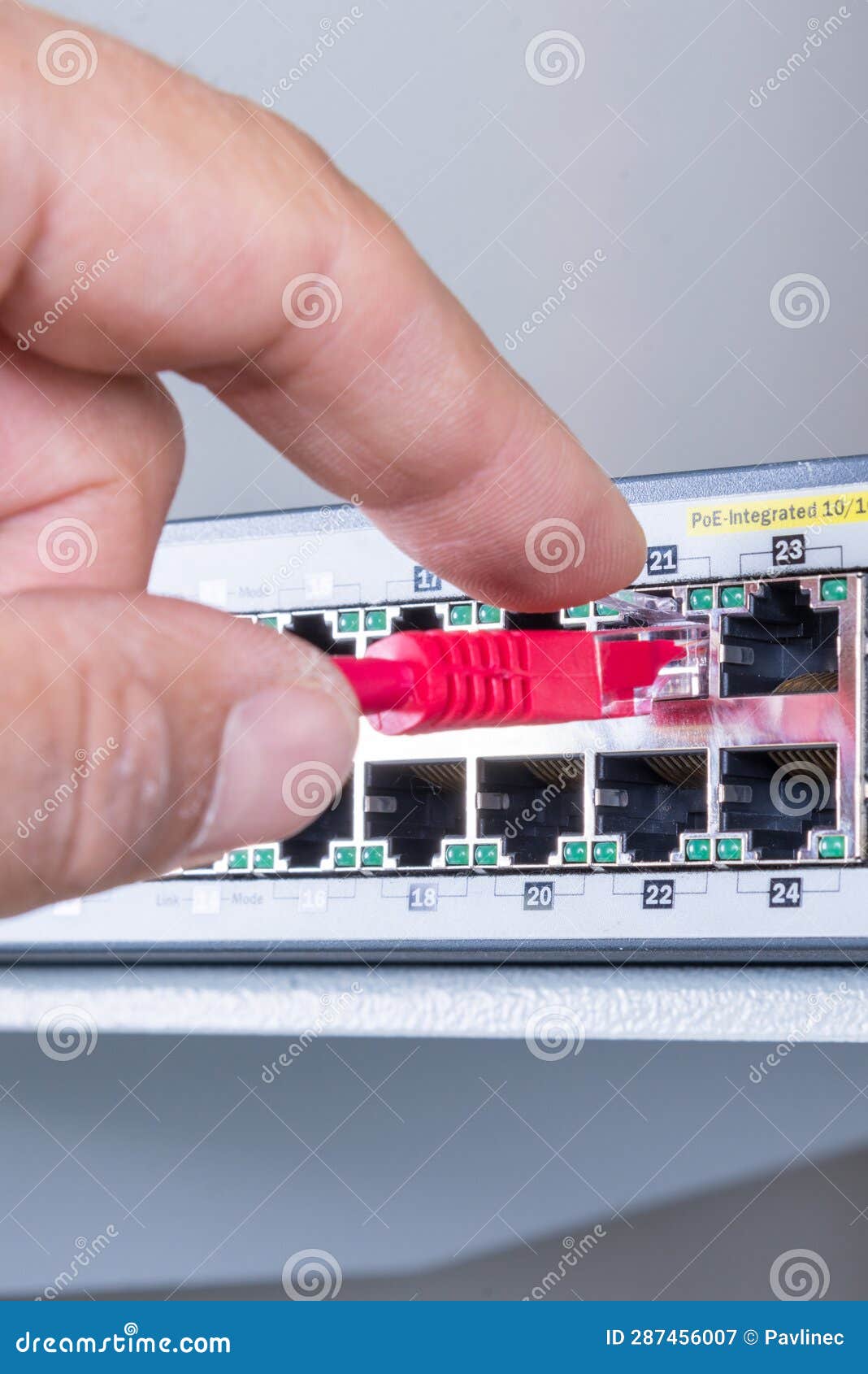 Hand with Red Ethernet Cable Stock Image - Image of ethernet, plugging ...