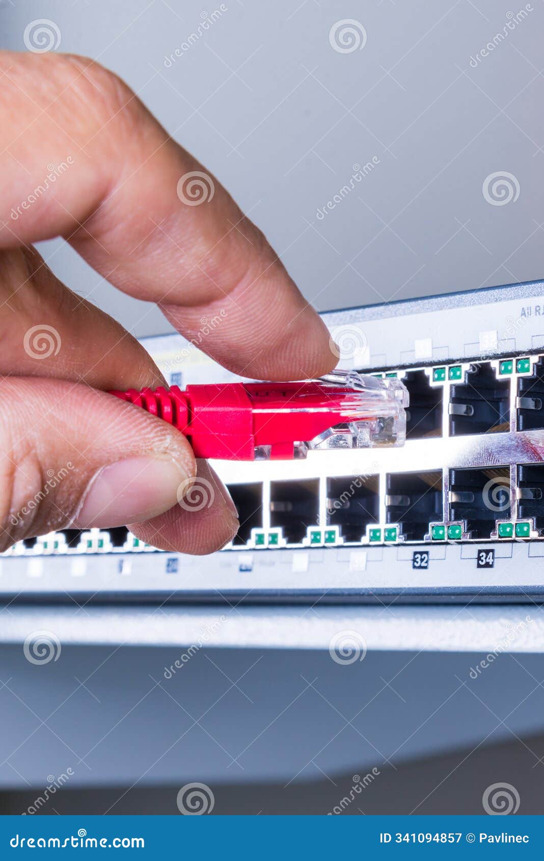 Hand with Red Ethernet Cable Stock Image - Image of networking, center ...