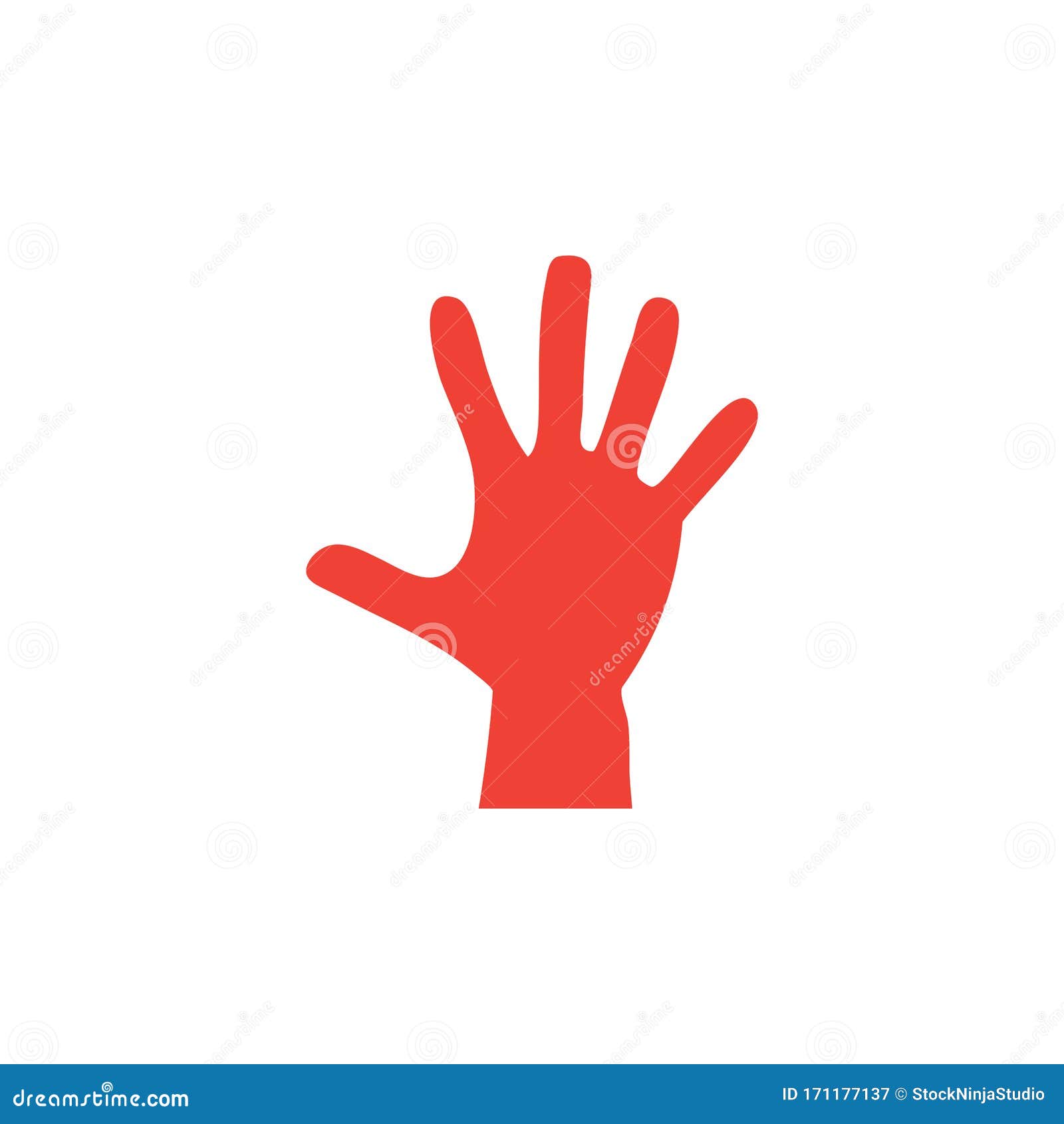 Hand Red Icon on White Background. Red Flat Style Vector Illustration ...