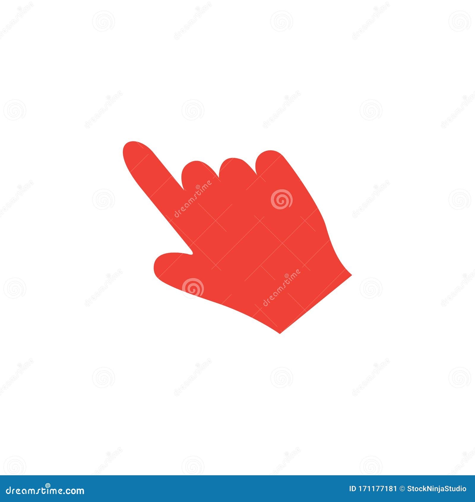 Hand Red Icon on White Background. Red Flat Style Vector Illustration ...