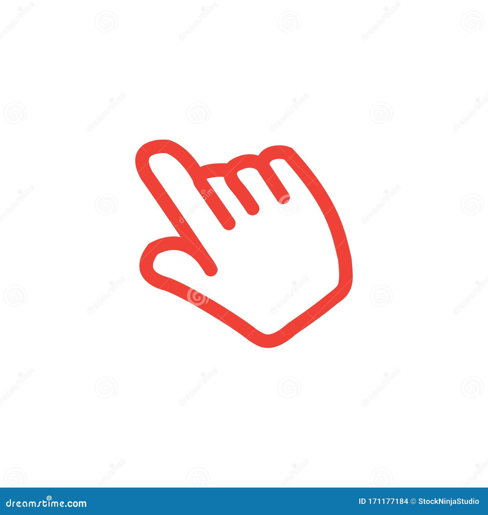 Hand Red Icon on White Background. Red Flat Style Vector Illustration ...