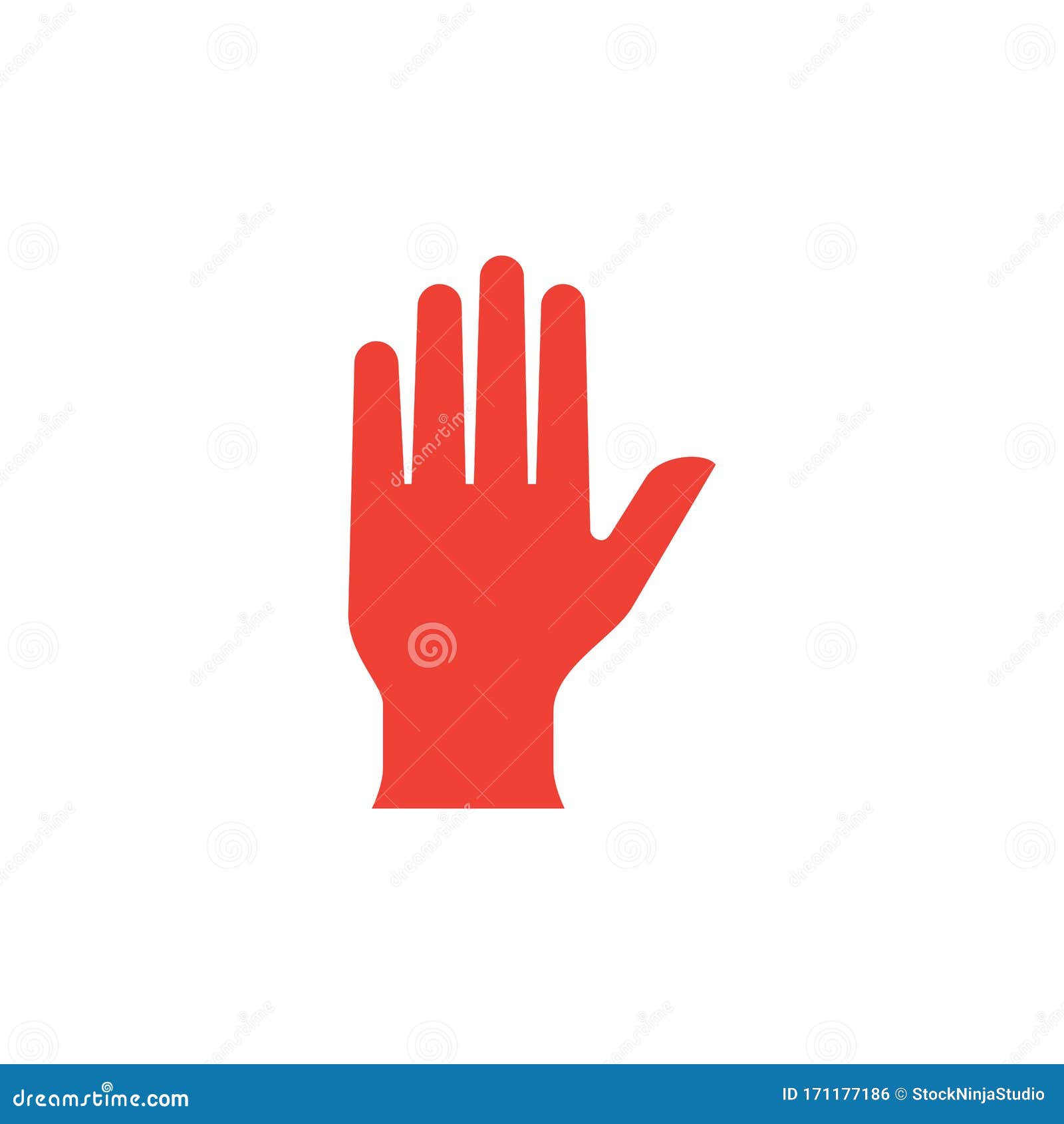 Hand Red Icon on White Background. Red Flat Style Vector Illustration ...